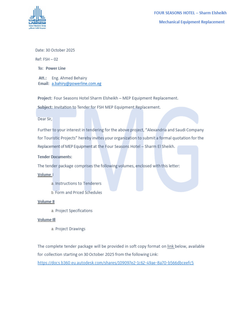 Four Seasons Hotel MEP Tender Invitation | PDF