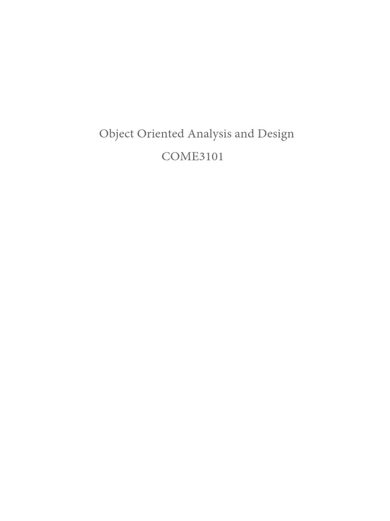 COME3101 Object Oriented Analysis and Design (OOAD) | PDF | Class ...