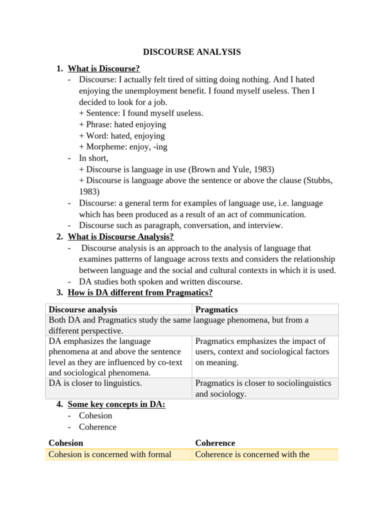 Discourse Analysis | PDF | Discourse | Noun
