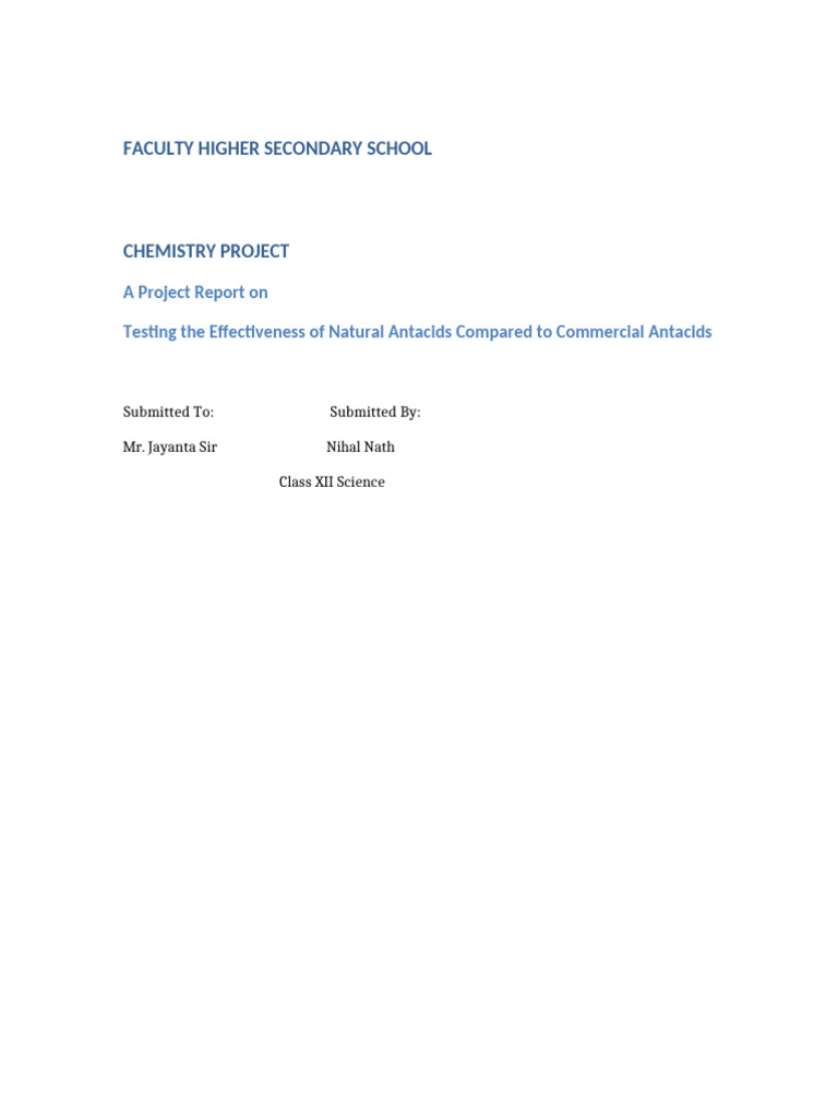 Chemistry Project Detailed | PDF | Hydrochloric Acid | Ph