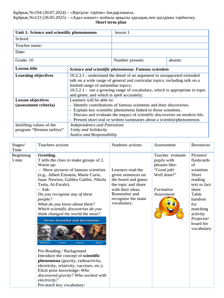 LP Action 10 Term 1 Salikha | PDF | Vocabulary | Science