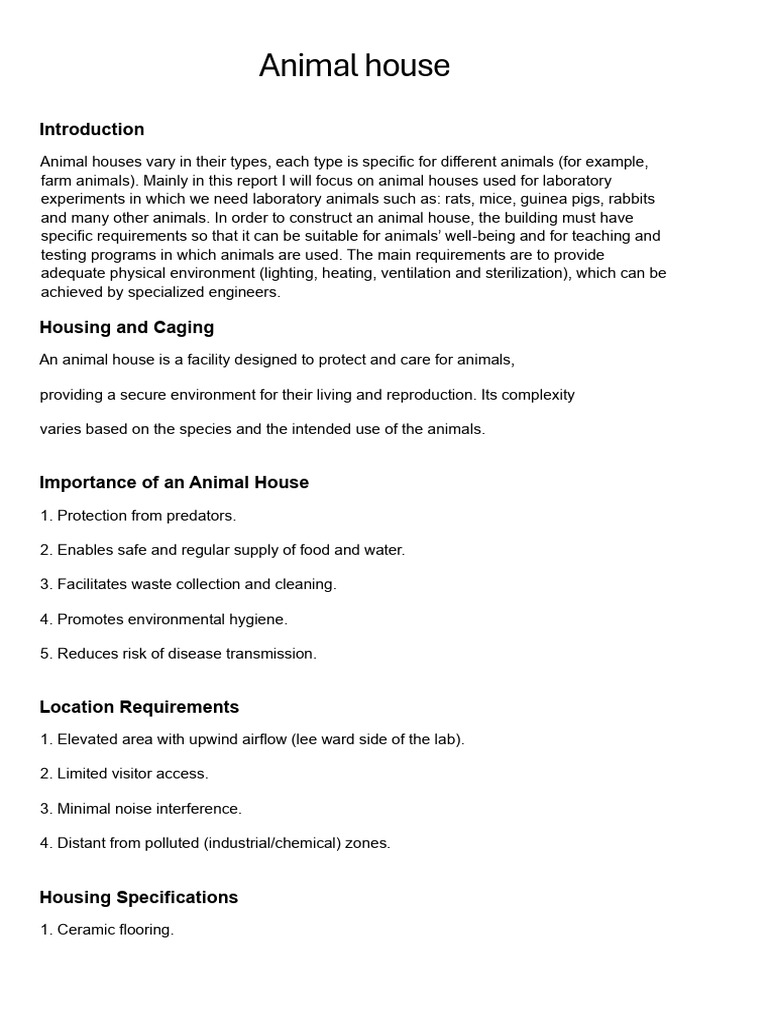 Laboratory Animal House Requirements | PDF | Ventilation (Architecture)