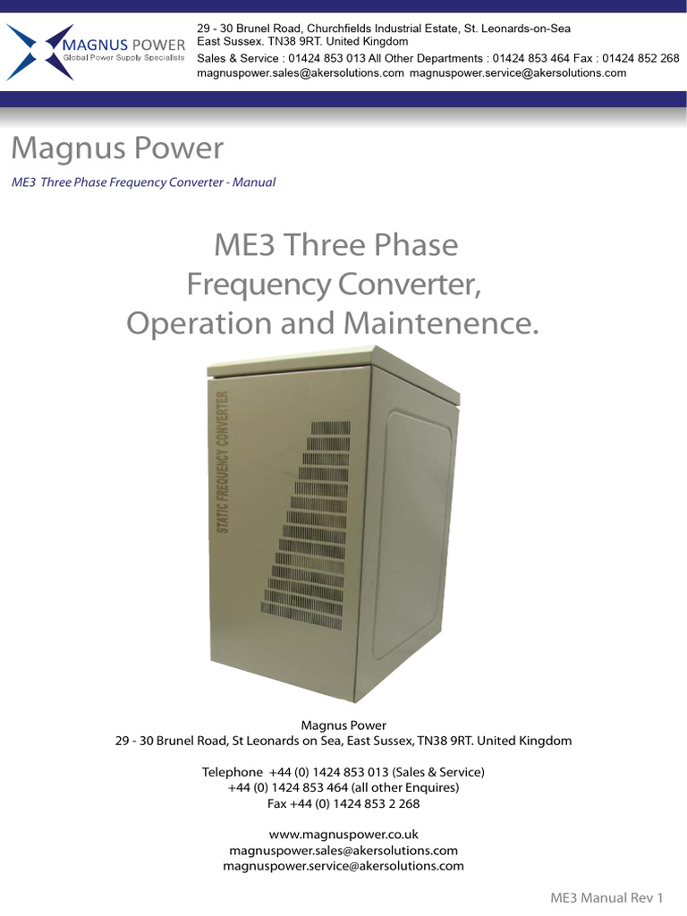 ME3 Static Frequency Converter Manual | PDF | Electric Power ...