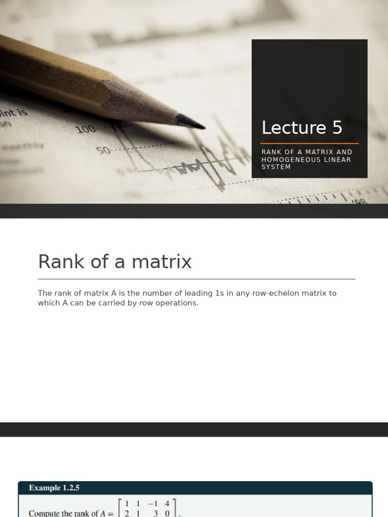 Matrix Rank and Homogeneous Systems | PDF