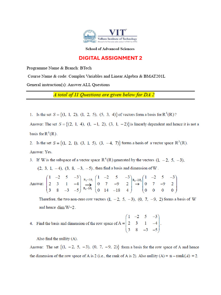 Complex Variables and Linear Algebra QP 2 | PDF