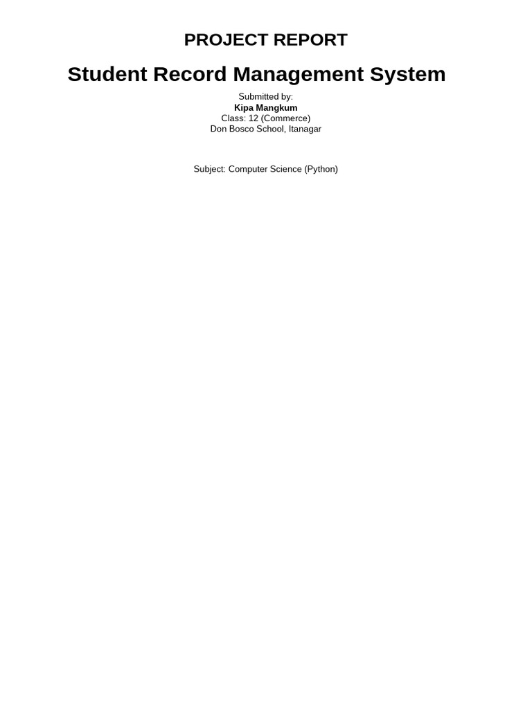Student_Record_Management_System_Project_Class12_Final | PDF | Comma ...