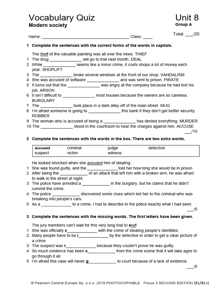 Vocabulary Quiz: Modern Society Crimes | PDF | Crimes | Crime & Violence