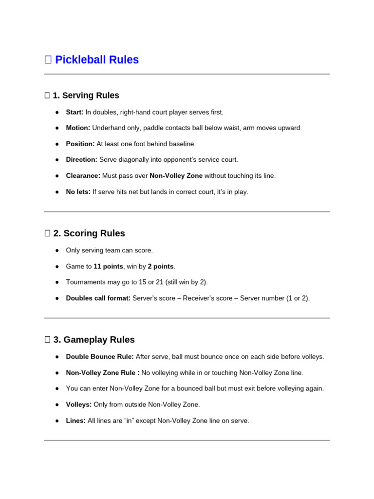 Essential Pickleball Rules Guide | PDF