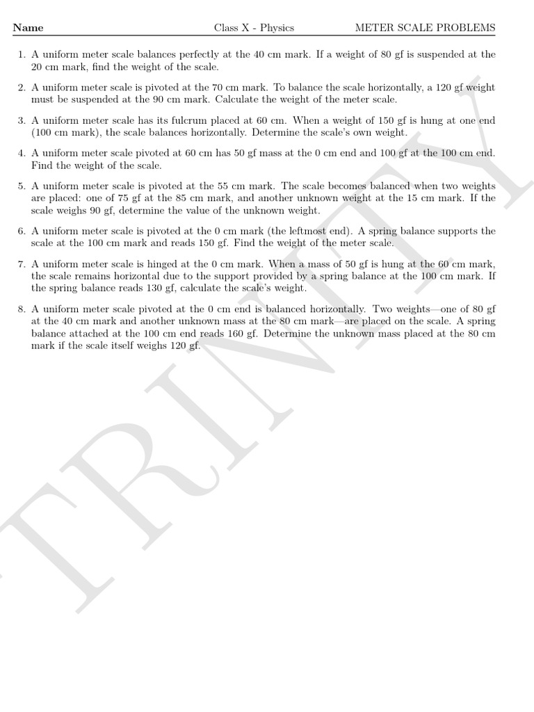 Meter Scale Weight Calculation Problems | PDF