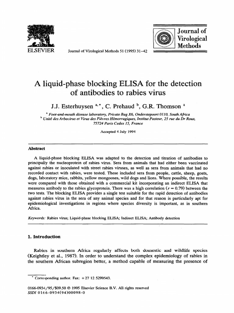 A Liquid-phase Blocking ELISA for the Detection of Antibodies to Rabies ...