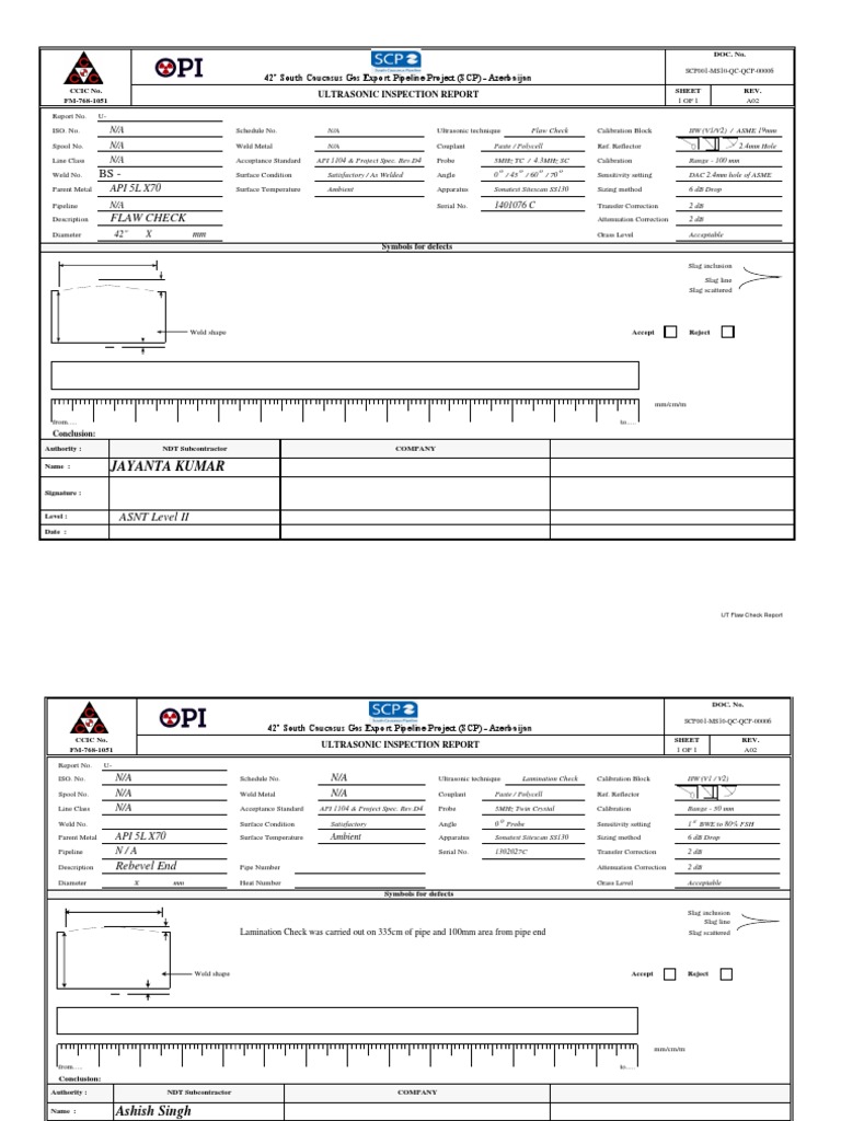 UT Report | PDF | Pipe (Fluid Conveyance) | Welding