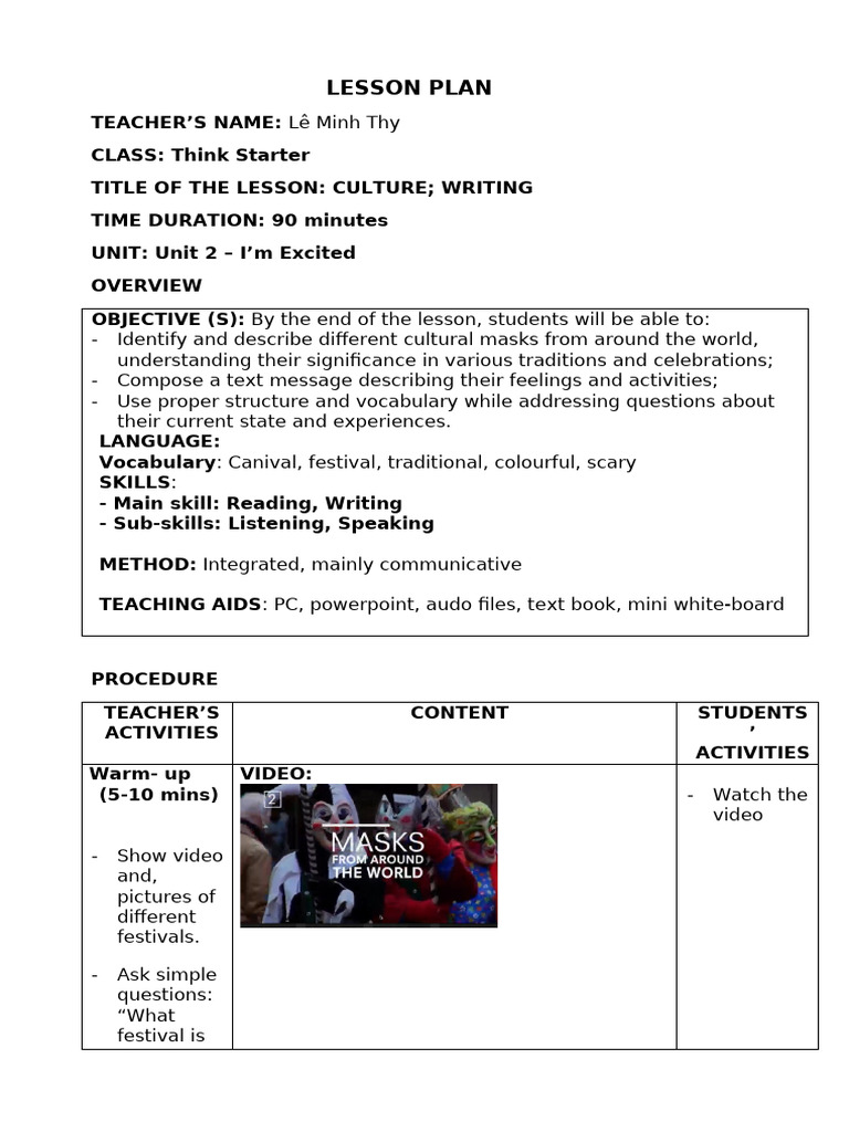 Culture and Writing Lesson Plan | PDF