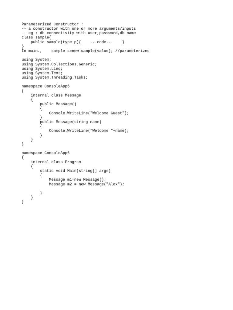 Parameterized Constructor | PDF