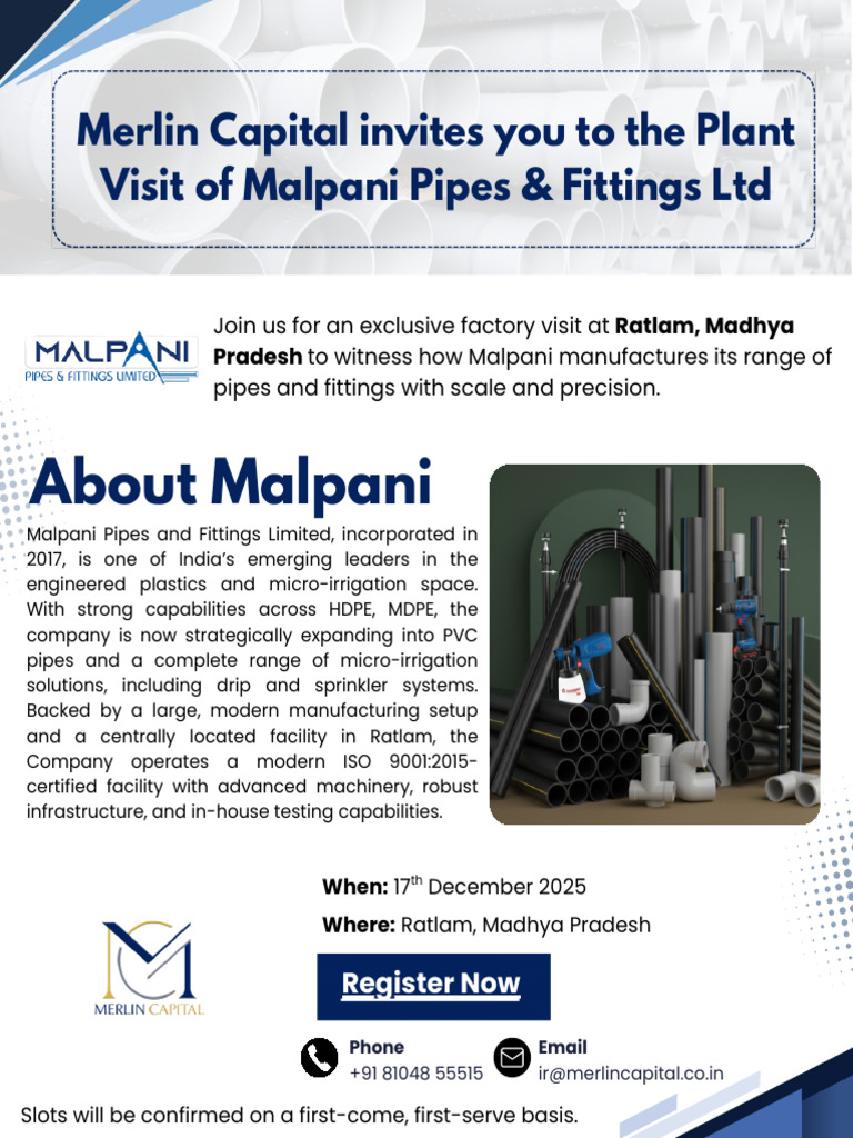 Malpani Pipes Plant Visit Invite | PDF | Economies