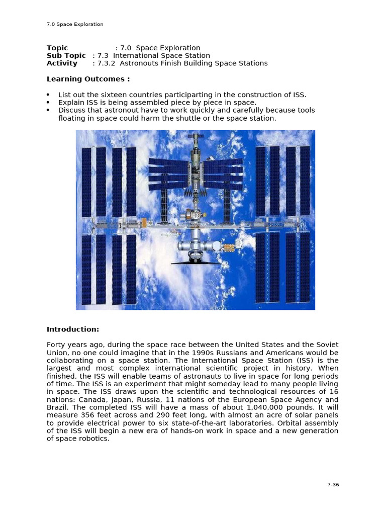 7.3.2 Astronouts Finish Building Space Stations | PDF | International ...