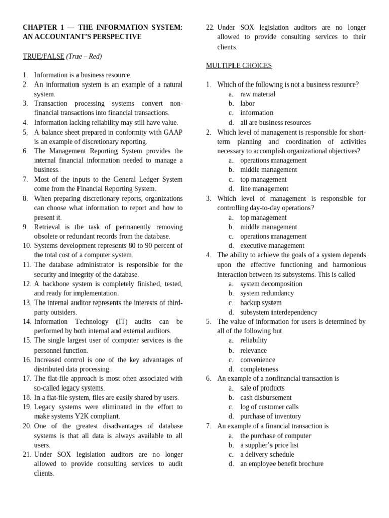 AIS Complete Testbank Quiz Docx | PDF | System | Databases