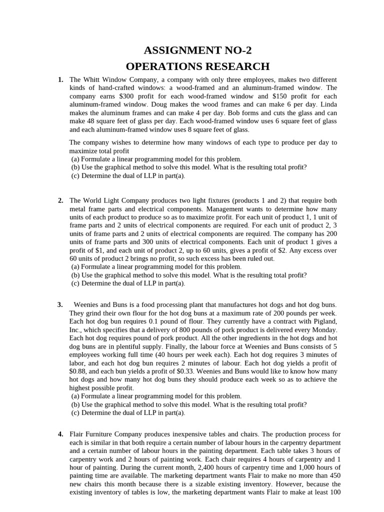 Assignment 2 Application Based LPP | PDF | Linear Programming | Mathematical Optimization