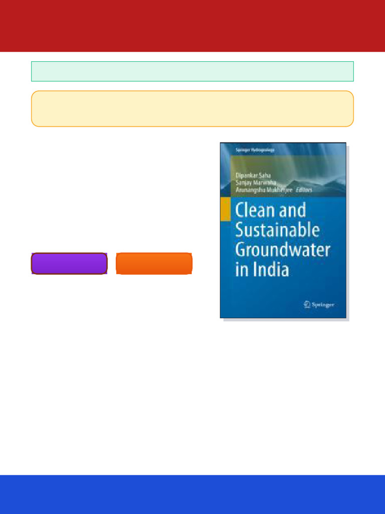 Clean and Sustainable Groundwater in India 1st Edition Dipankar Saha ...