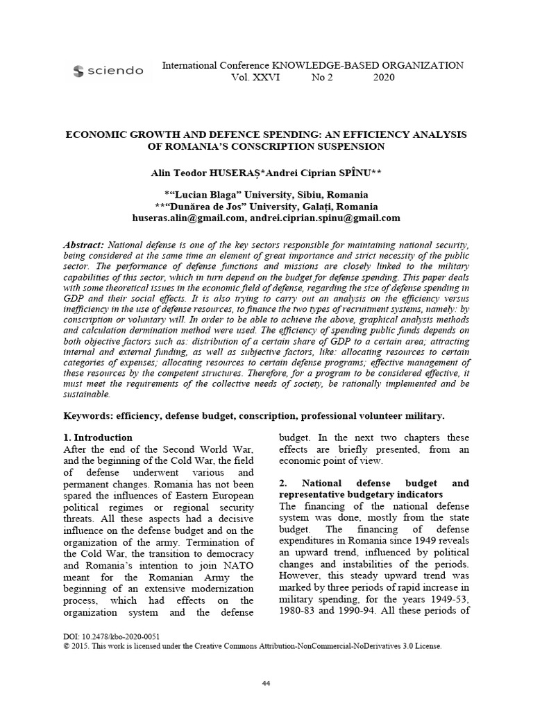 Economic Growth and Defence Spending An Efficiency | PDF | Military ...