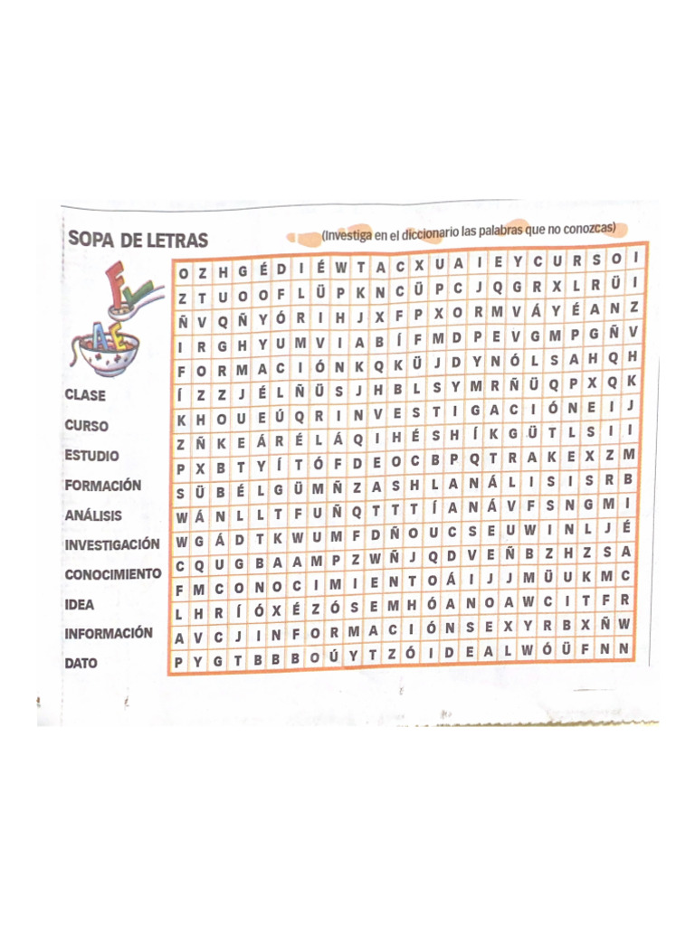 Sopa de Letras Marzo 2 | PDF