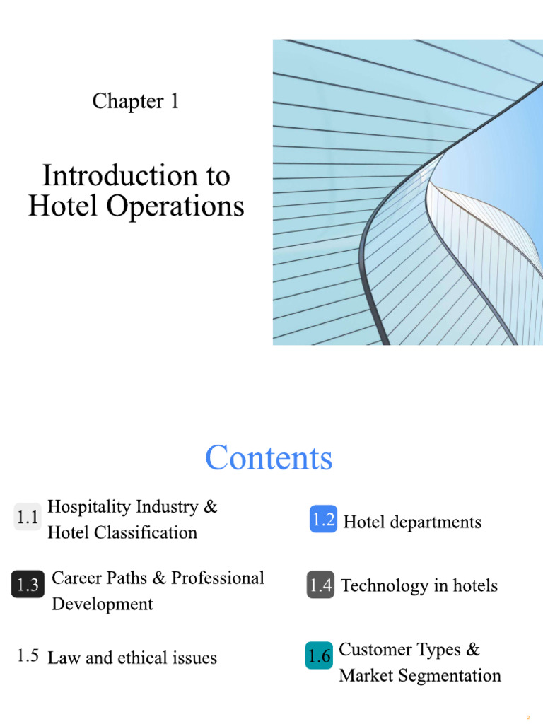 Chapter 1 - Introduction To Hotel Operations | PDF