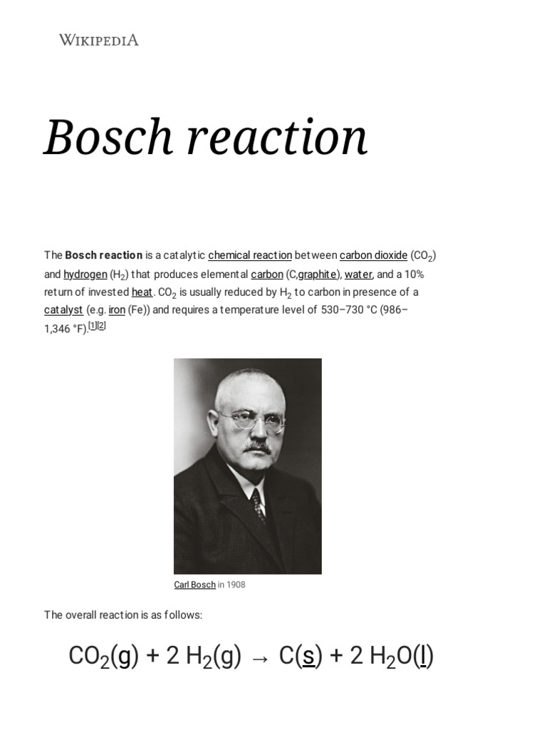 Bosch Reaction: CO2 to Carbon Process | PDF | Carbon Dioxide | Applied ...