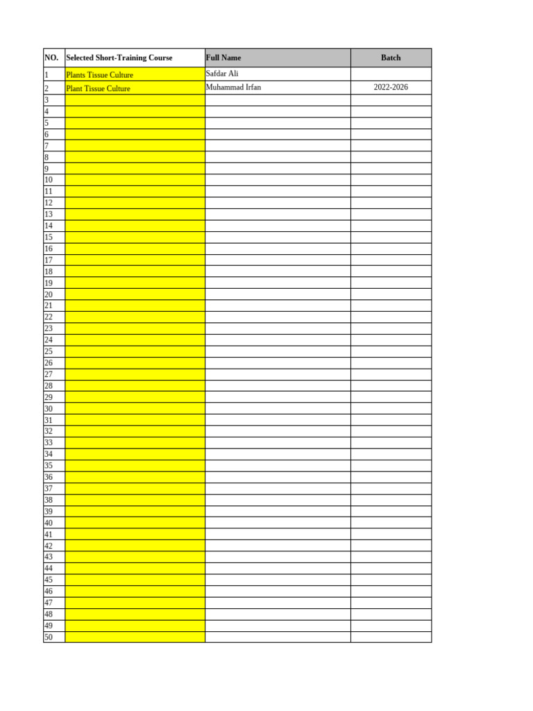 Registration Sheet 2 | PDF