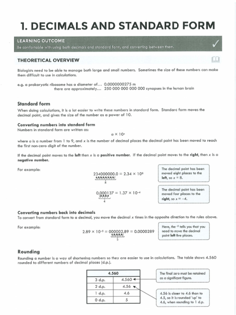 Decimals and Standard Form 2 | PDF