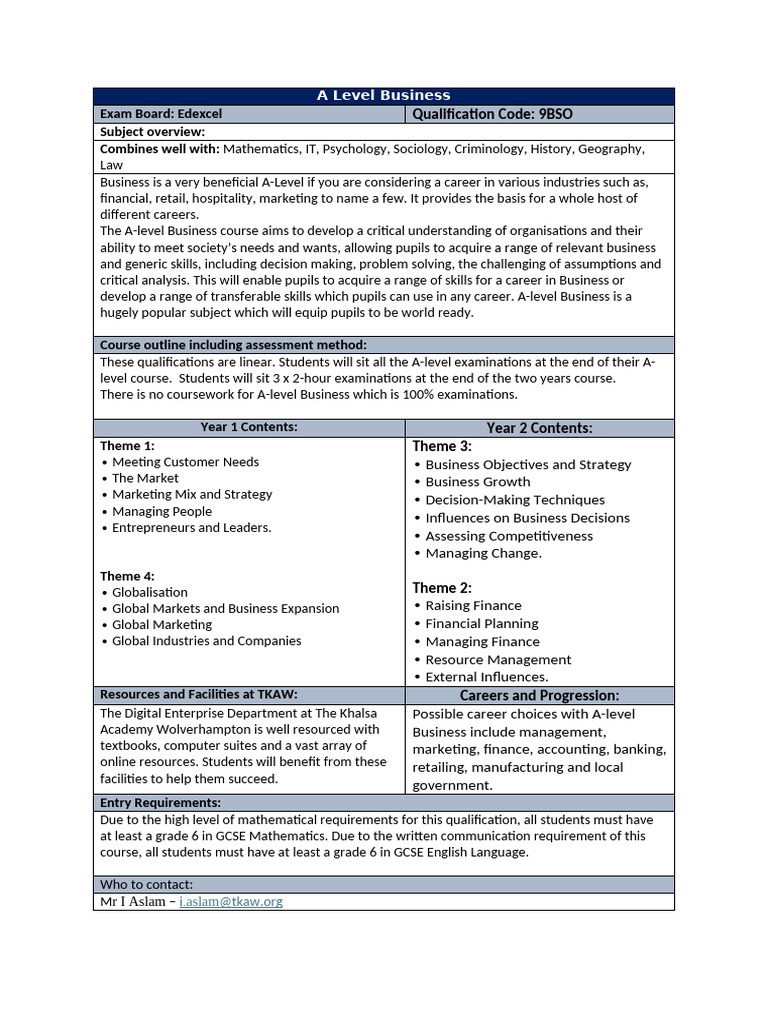 A Level Business | PDF