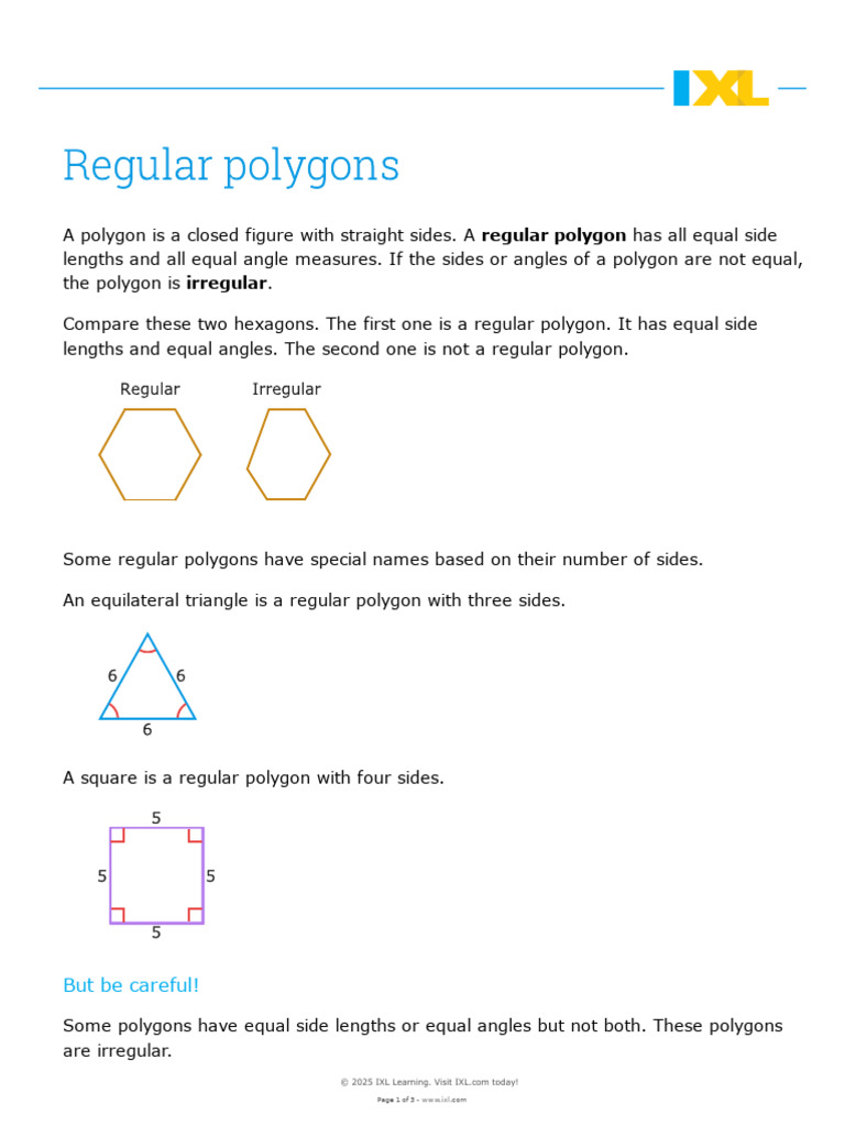 IXL Regular Polygons | PDF