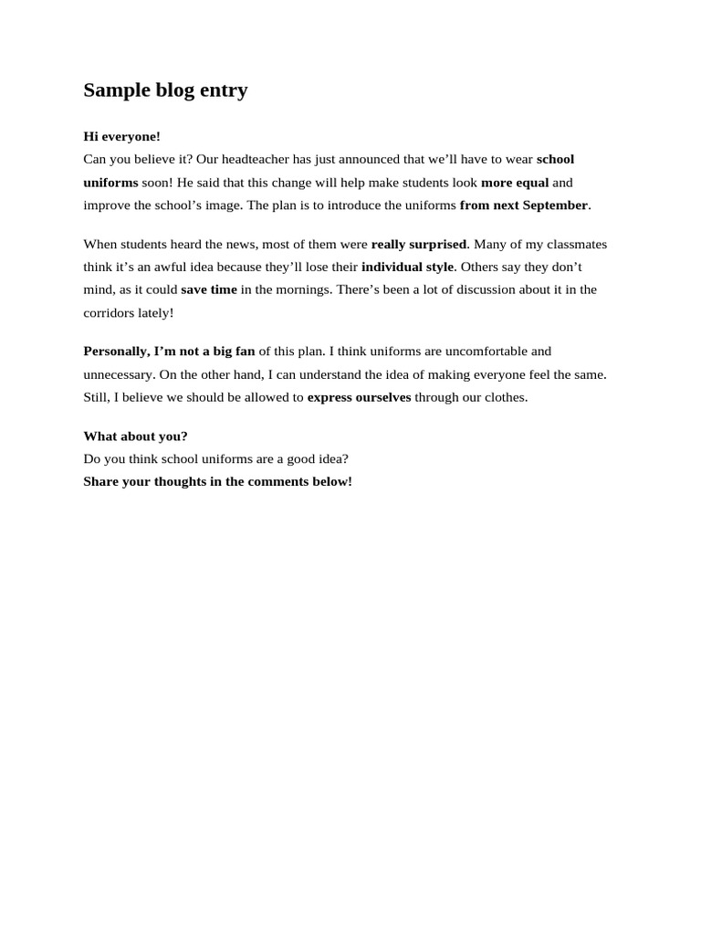 Sample Blog Entry | PDF