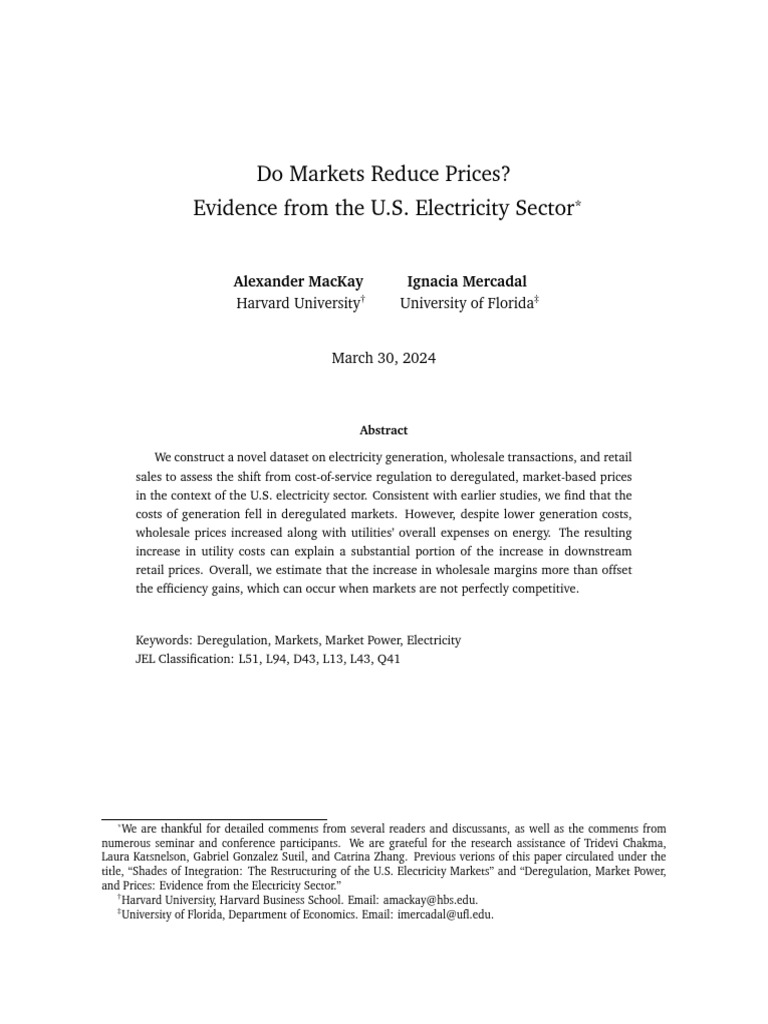 Do Markets Reduce Prices - Paper | PDF | Public Utility | Deregulation