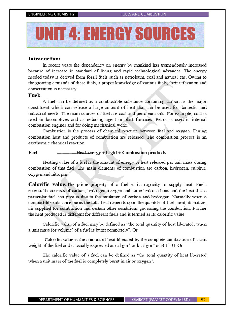 Unit 4 Energy Sources PDF | PDF | Cracking (Chemistry) | Coal