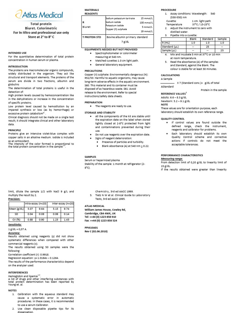 Total Protein Assay Procedure Guide | PDF