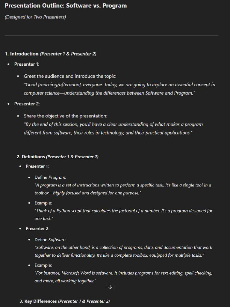 (For Presenter) Program Vs Software | PDF