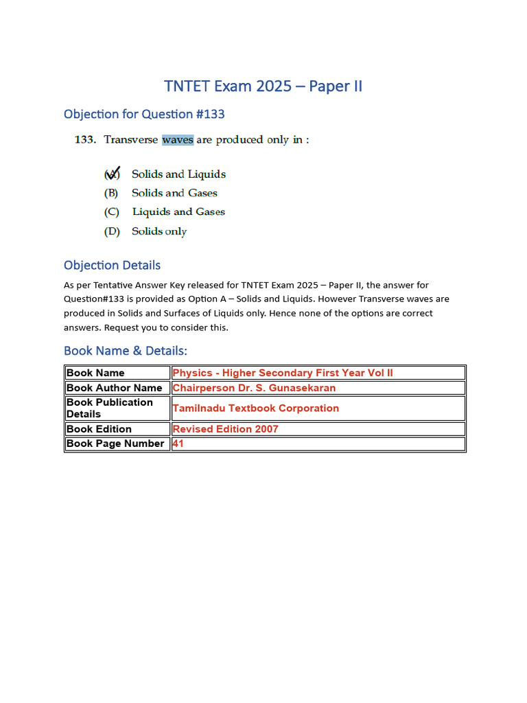 Q133 - Transverse Waves - V1.0 | PDF