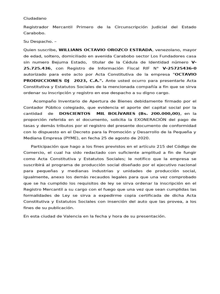 Octavio Orozco Estrada Hoy 21 Enero 2025 | PDF | Sociedad de ...