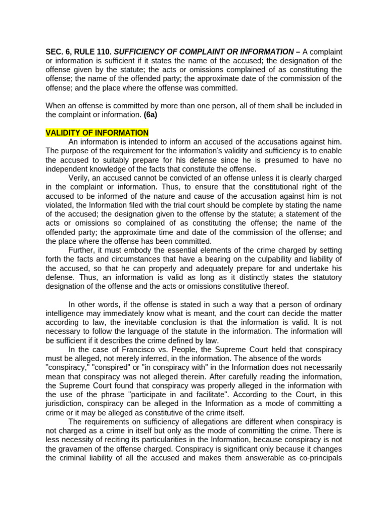 Sufficiency and Proper Information Rule 115 | PDF | Crimes | Crime ...