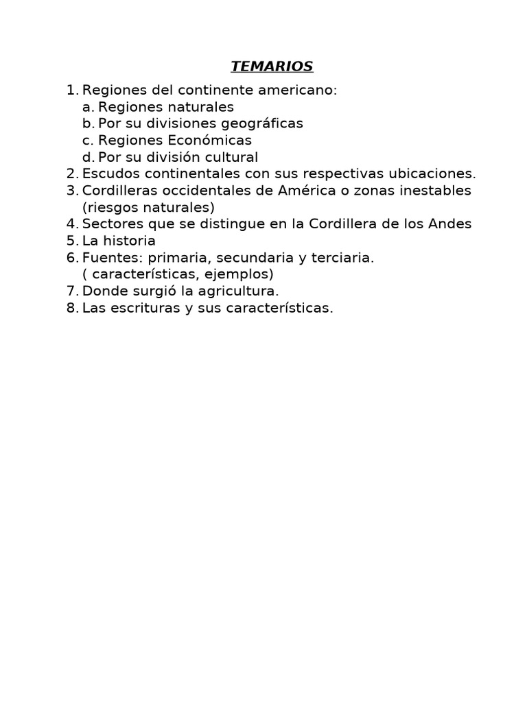 Temarios 8vo Segundo Trimestre | PDF