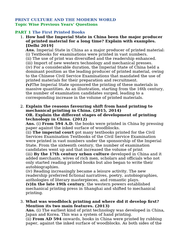 Print Culture and the Modern World Part 1-8 | PDF | Manuscript | Books