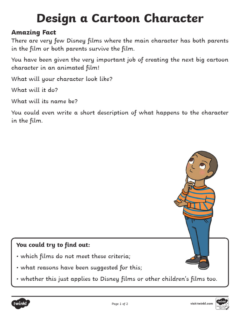 T L 6051 Design A Cartoon Character Activity Sheet Ver 1 | PDF