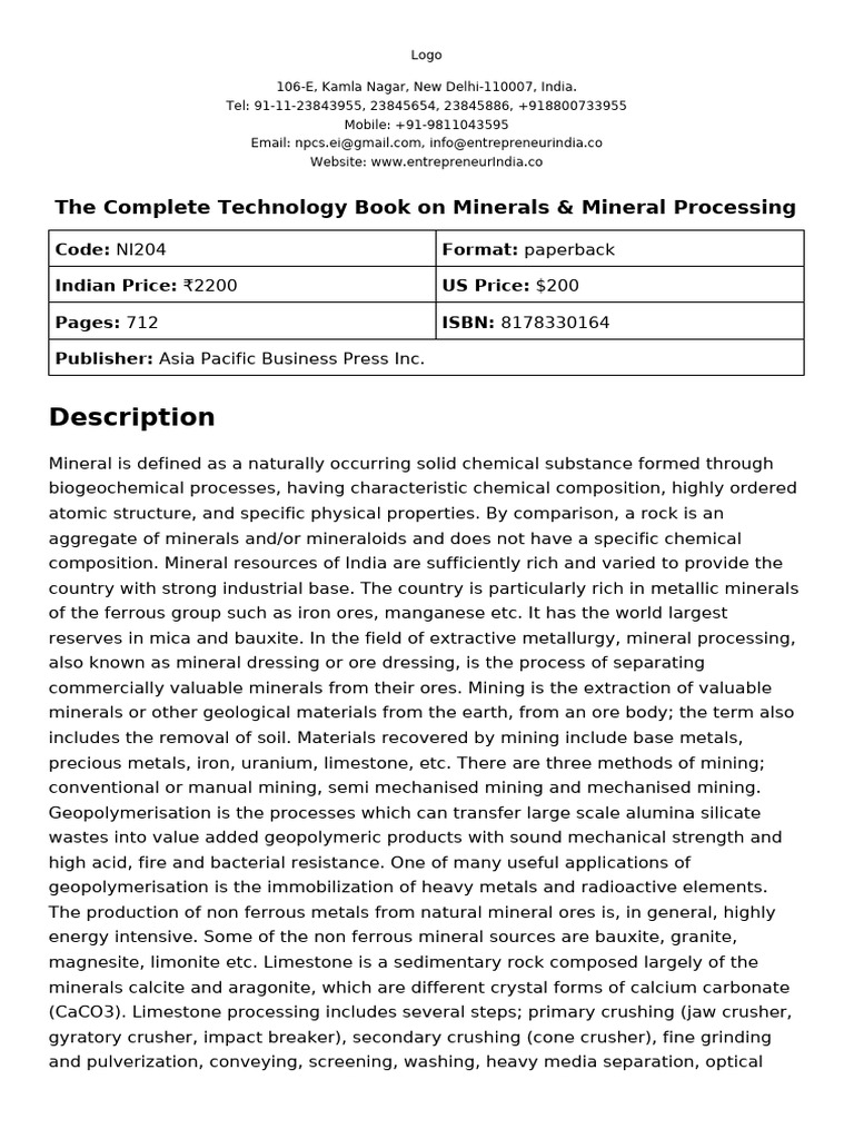 Comprehensive Guide to Mineral Processing | PDF | Lime (Material ...