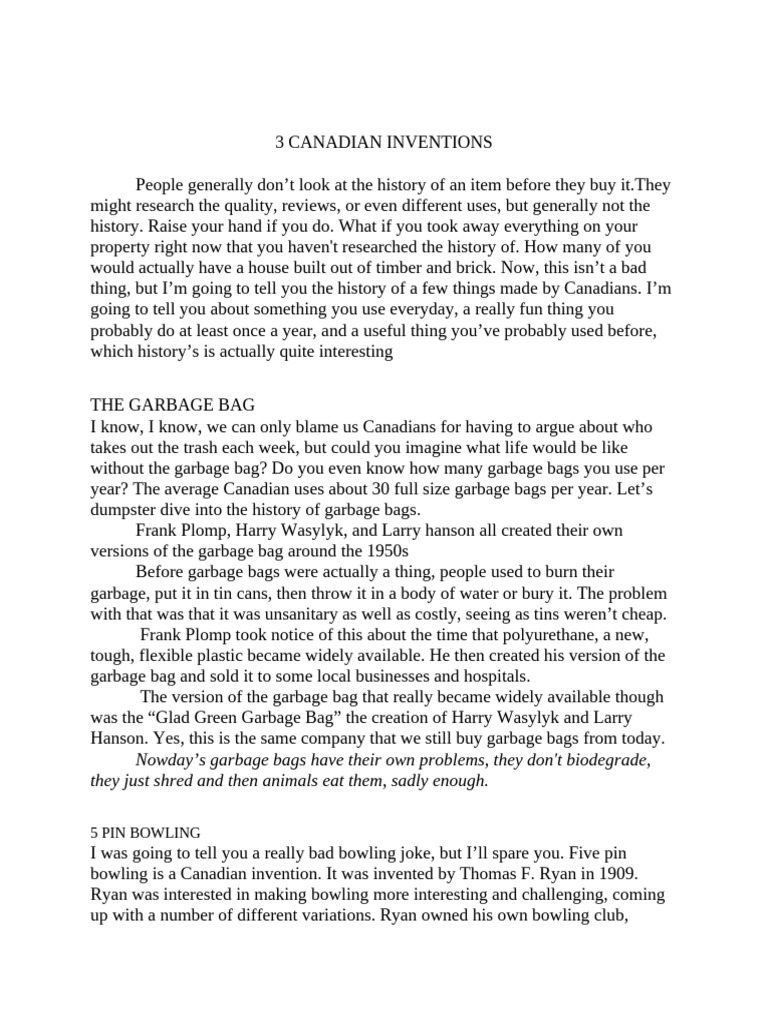 3 Canadian Inventions | PDF