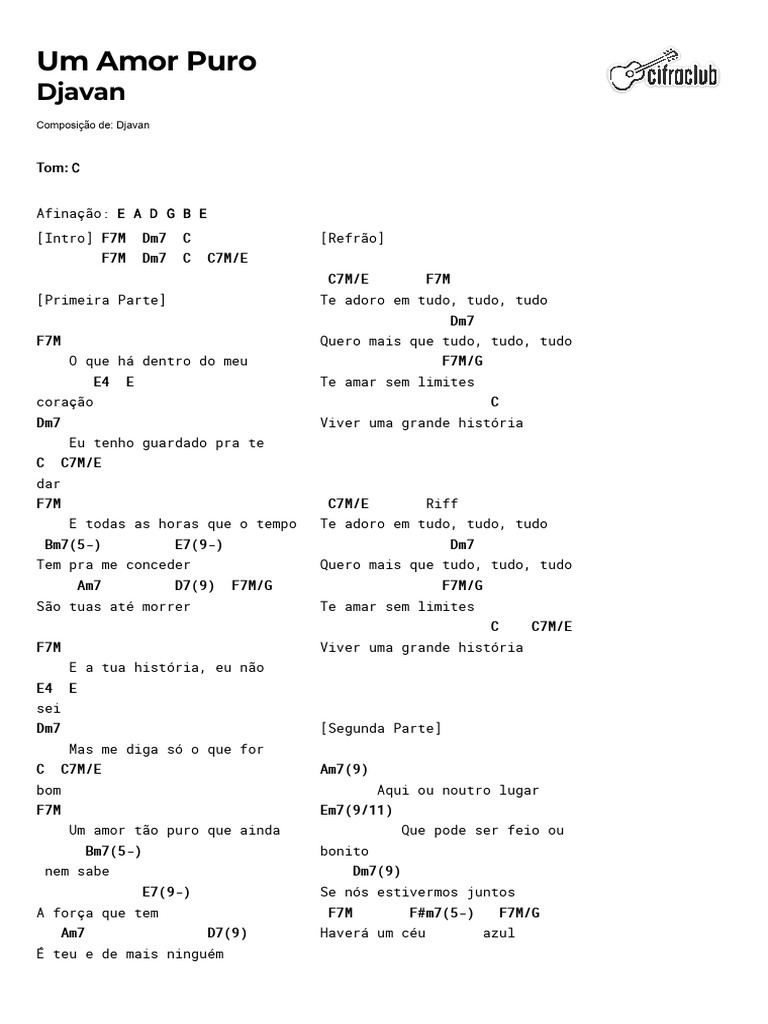 Um Amor Puro - Djavan | PDF | Amor