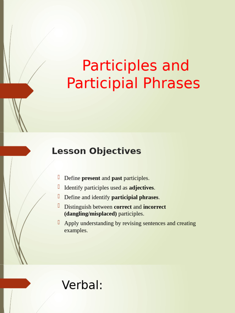 Participles and Participial Phrases | PDF