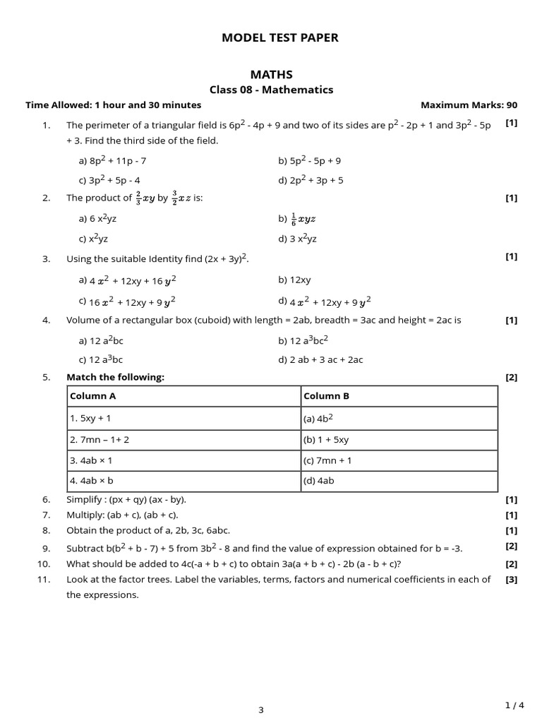 Maths Class 8th | PDF | Arithmetic | Number Theory