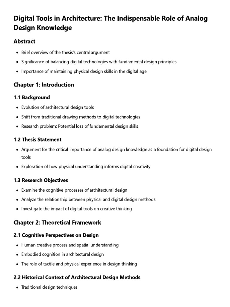 Thesis Outline - Digital Design Tools and Analog Design Knowledge | PDF