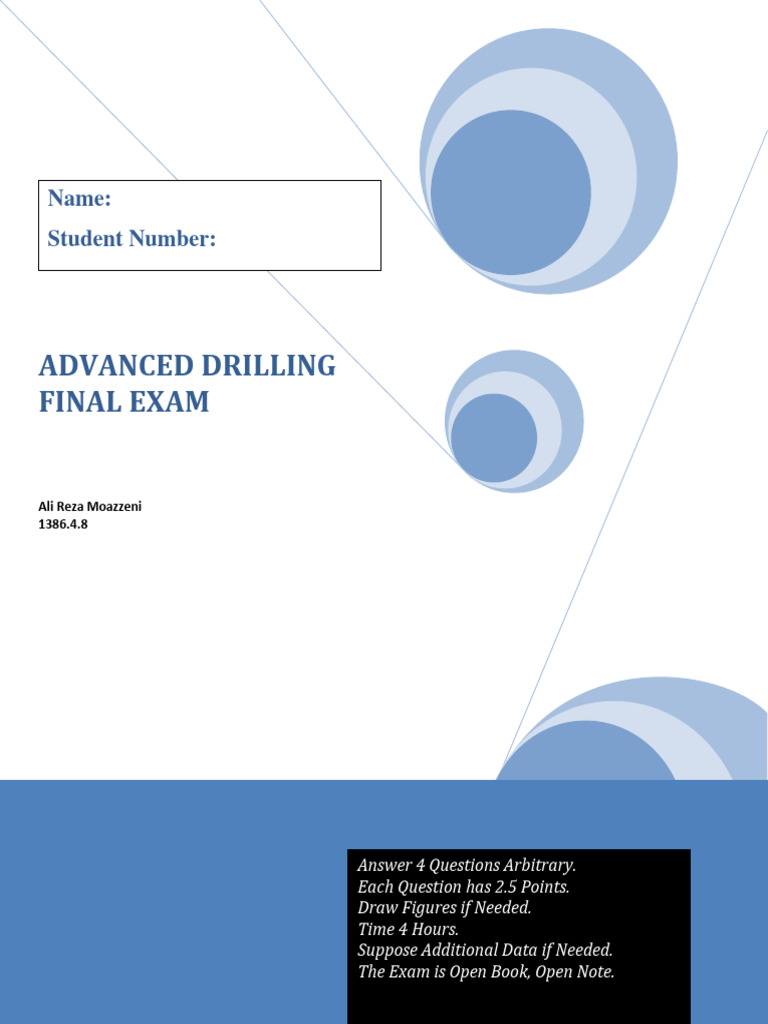 Advanced Drilling Final Exam Guide | PDF | Casing (Borehole ...