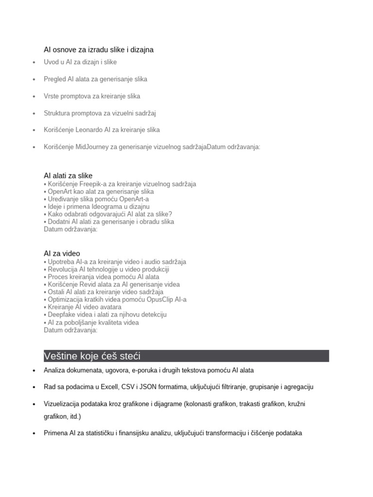 AI Osnove Za Izradu Slike i Dizajna i Obrada Podataka | PDF