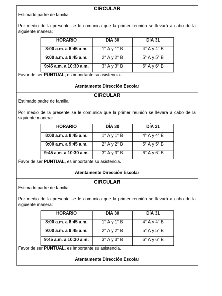 CIRCULAR y Citatorio | PDF
